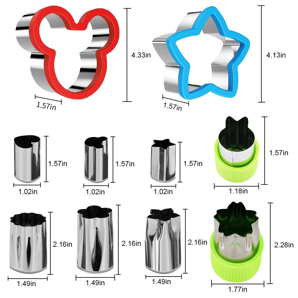 Fruit Vegetable Cutter Shapes Set, Mini Pie and Cookie Stamps Mold(8 pcs) with Melon Baller Scoop & Carving Knife, Stainless Steel, DIY Fun Food Decorating Tools cookie cutter for Kitchen