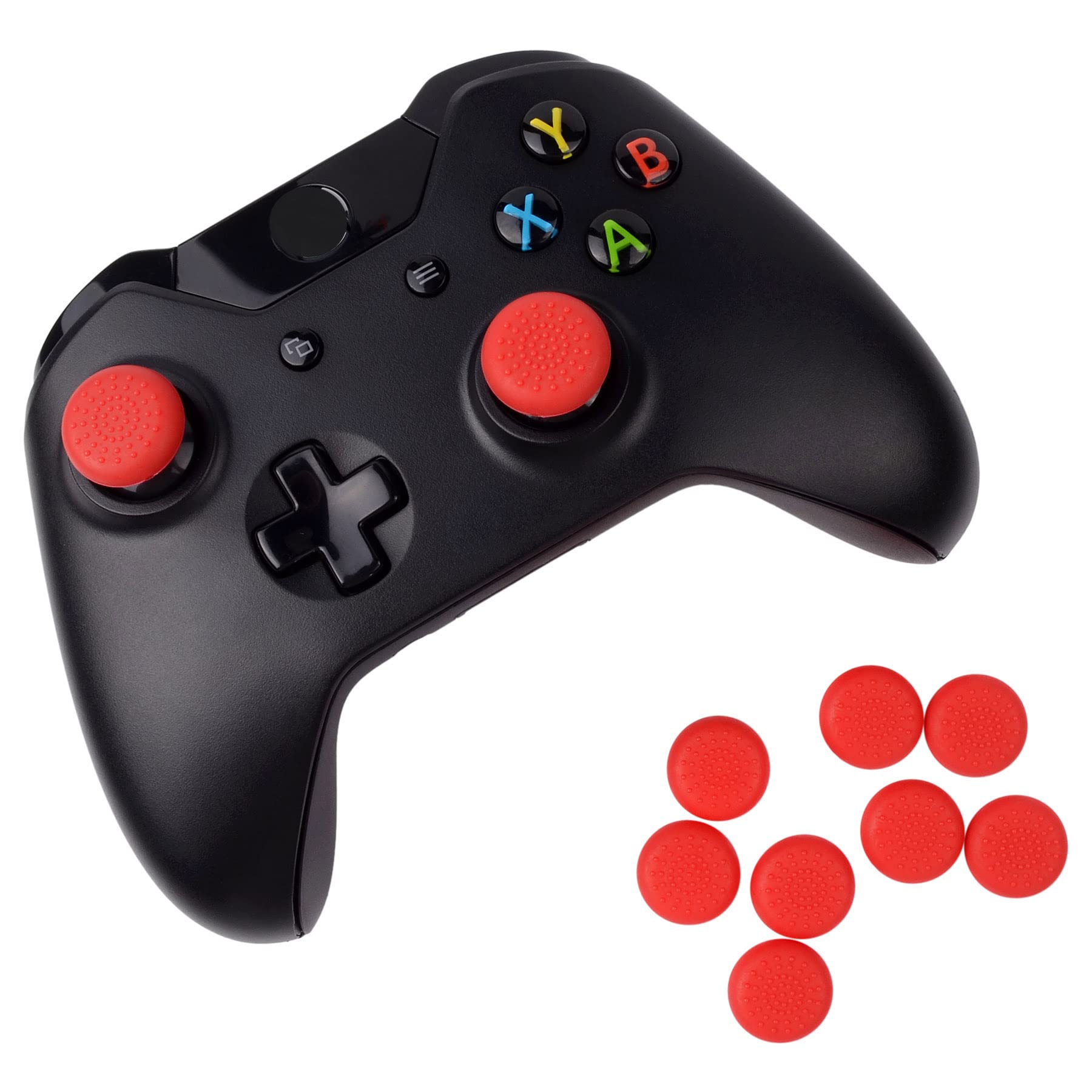 eXtremeRate 10 Pcs Red Anti-Slip Silicone Joystick Cap, Control Thumb Stick Grips Cover, Analog Sticks Caps for Xbox One Controllers