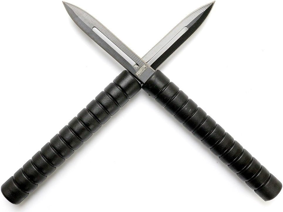 Defender New Black 2 Pc Set 7.5" Ninja Fixed Blade Tactical Throwing Hunting Knife Spikes Sturdy ABS Handle Fixed Blade w/Nylon Wrist Sheath Hunting Lightweight