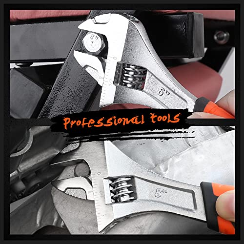 HORUSDY 3-piece Adjustable Wrench Set, 6-Inch 8-Inch & 10-Inch, Metric & SAE Scales, Extra-Wide Jaw Crescent Wrenches Set