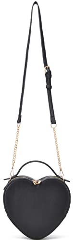 lola mae Heart Shape Satchel Crossbody Purse for women Zip Around Shoulder Bag (Black-759)