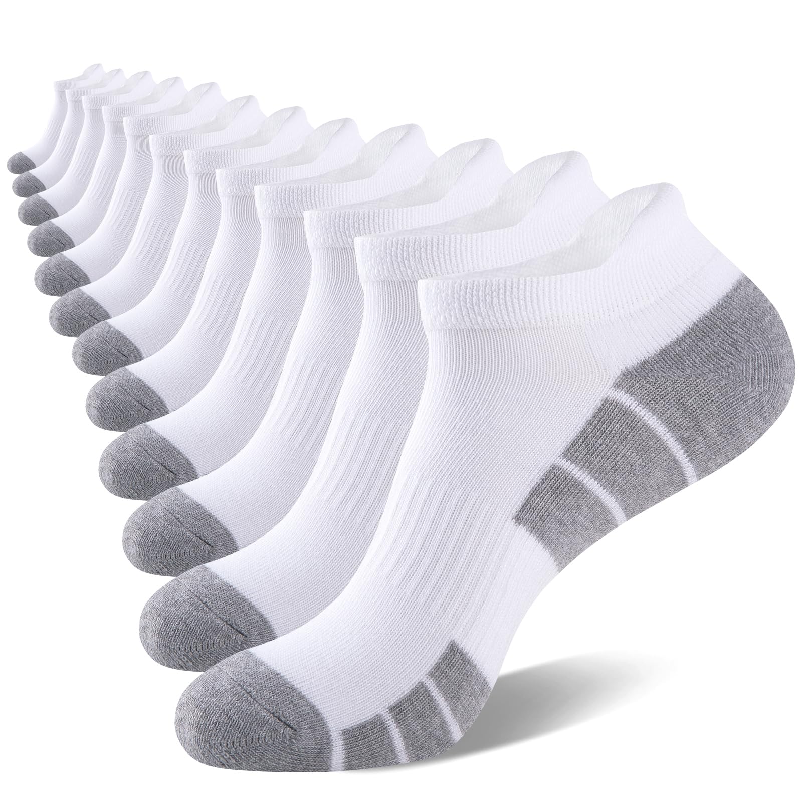 eallco Mens Ankle Socks Athletic Short Running Socks With Cushioned Sole 6 Pairs