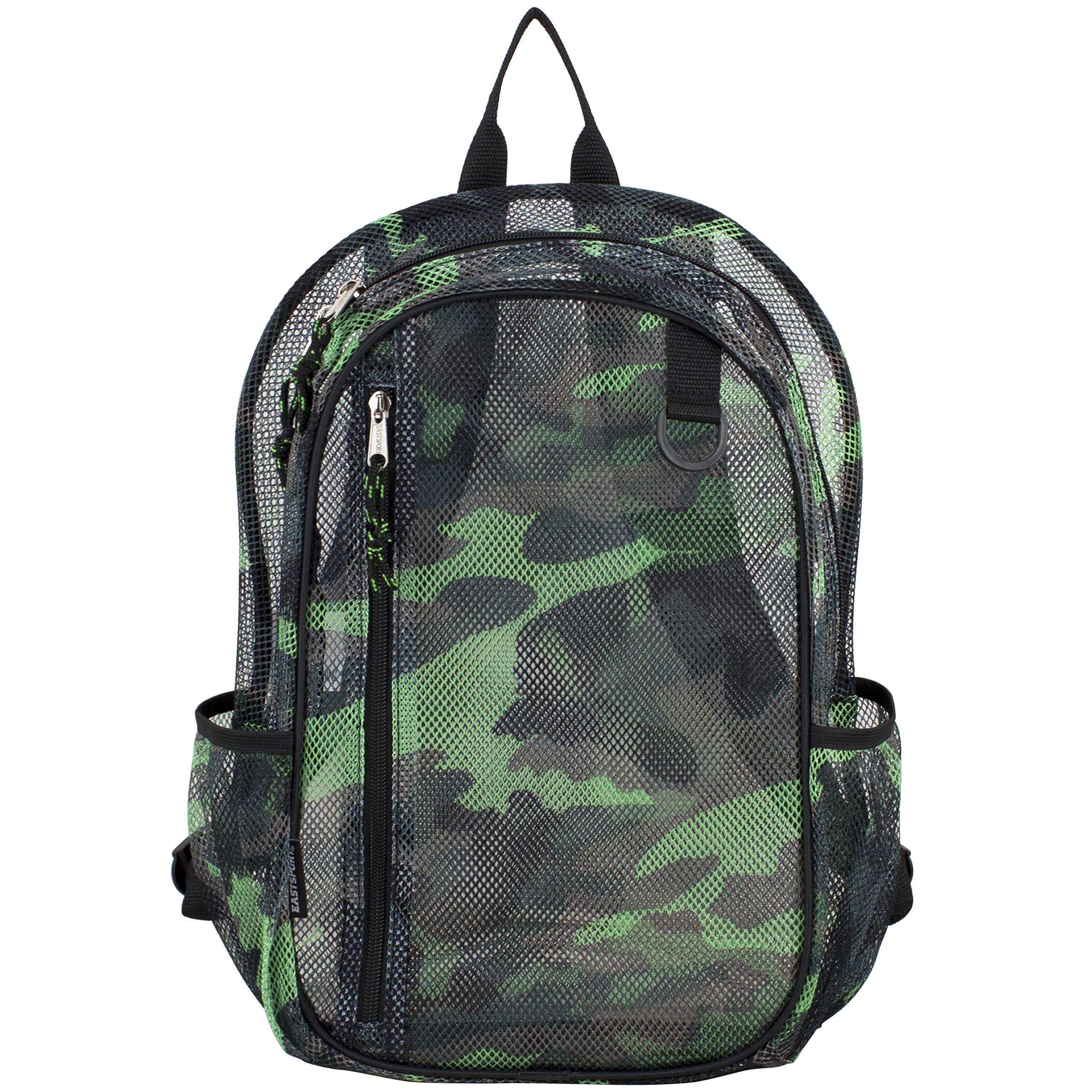 Eastsport Active Mesh Backpack See Through Semi Transparent with Adjustable Straps for Work, Travel, Security, Swimming and Beach - Camo/Black