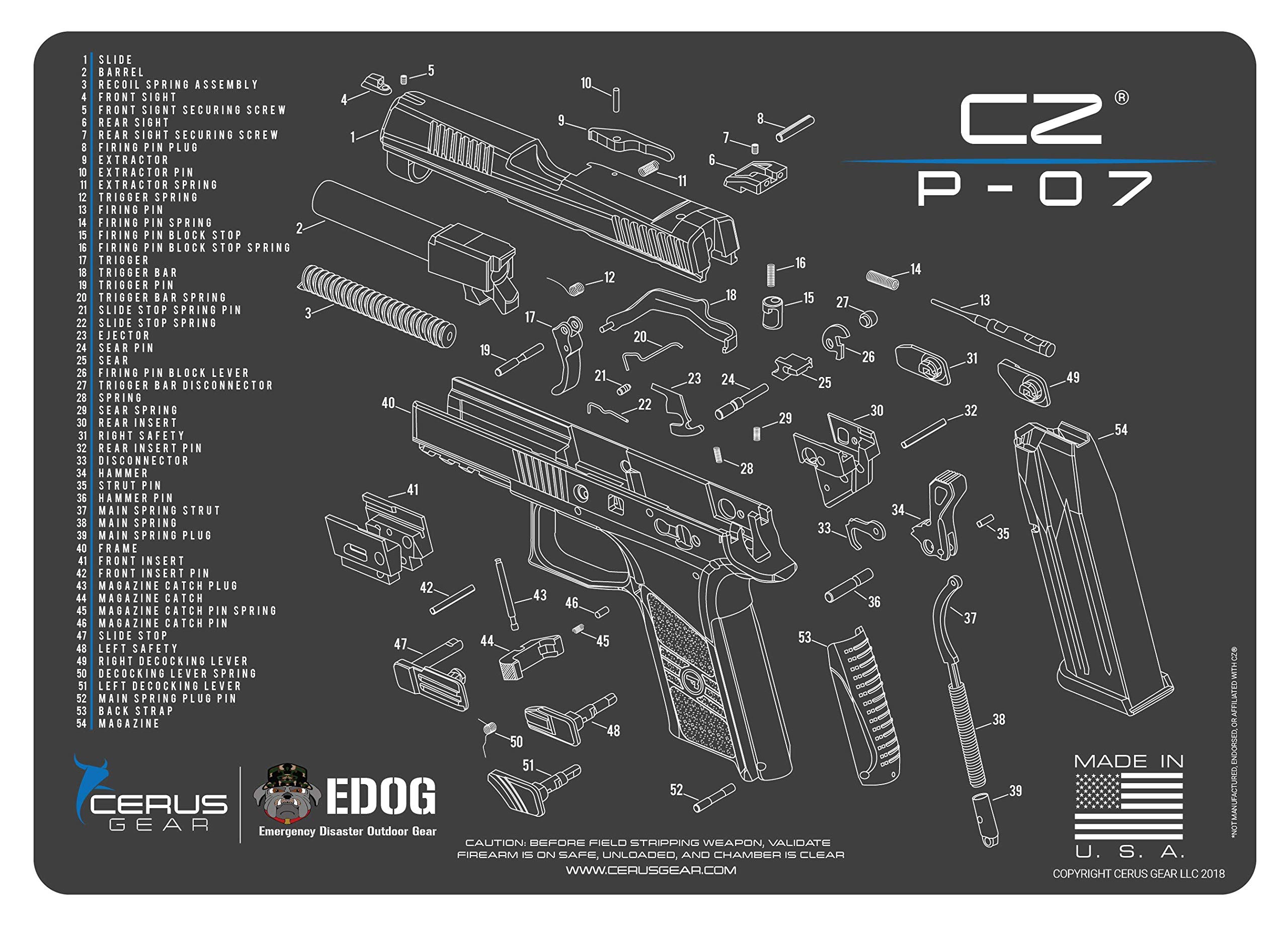 EDOG SIG P365 Tan (Exploded View) Flat Dark Earth PPistol Cleaning Mat & Range Warrior Handgun Cleaning Kit & E.D.O.G. Tac Pak Cleaning Essentials
