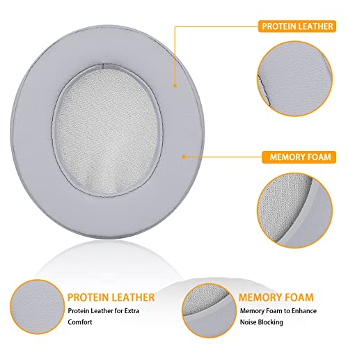 JARMOR Replacement Memory Foam & Protein Leather Ear Cushion Pads Cover for Razer Kraken X, Kraken X Ultralight, Kraken X Lite Over-Ear Headphones ONLY - Oval ( Grey )