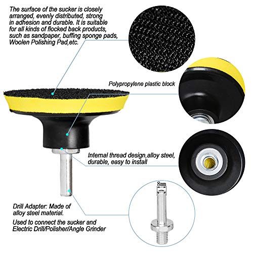 HIFROM 7-Inch/180mm Hook & Loop Backing Pad Orbital Sander Polisher Sanding Pad M14 Drill Adapter