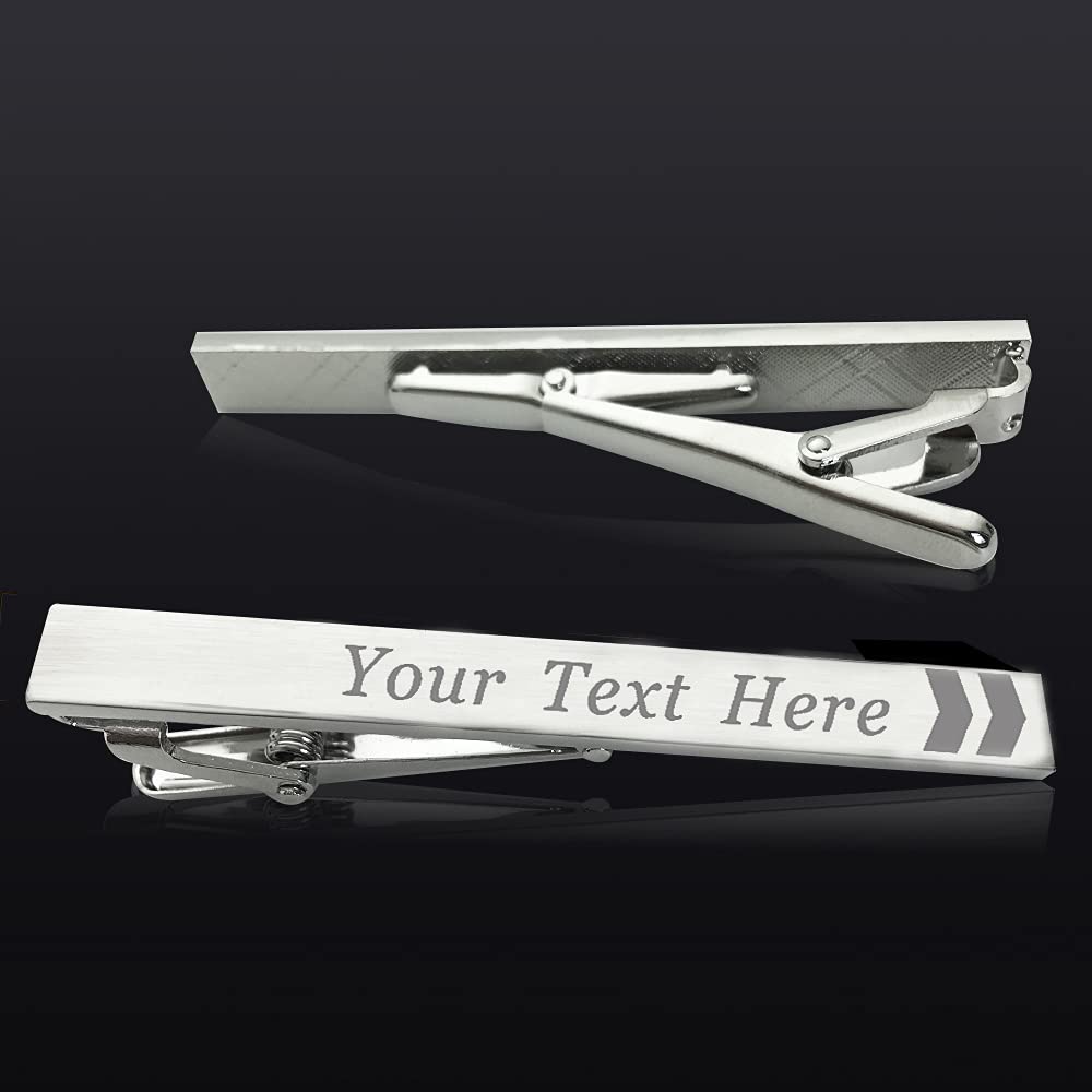 EDSG Personalized Tie Clips Pin for Men Engraved Exquisite Stainless Steel Personalized Gift for Best Man Usher Dad Boyfriend Husband Wedding Birthday Engagement Anniversary Xmas Gift (Silver)