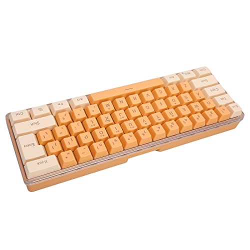 Jakoo Mechanical Keyboard, Ultra Small Gaming Keyboard, Keyboard Up and Down, 61 Wired Home Keys Beige Orange