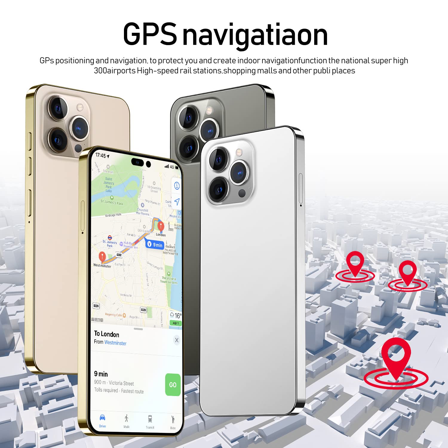 i14 Pro Max |2022| 7.2'' Smartphone 5G Android 12 (8G RAM + 512G ROM), 5000mAh Large Battery, Support 128G Expansion of microSD Card, US Version, Blue(Not Support CDMA)