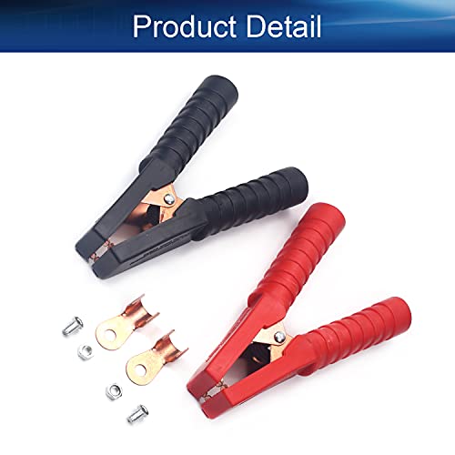 Heyiarbeit 2Pcs 300A Heavy-Duty Insulated Alligator Clips Battery Electrical Test Clips for Car Auto Vehicle Boat, Red and Black