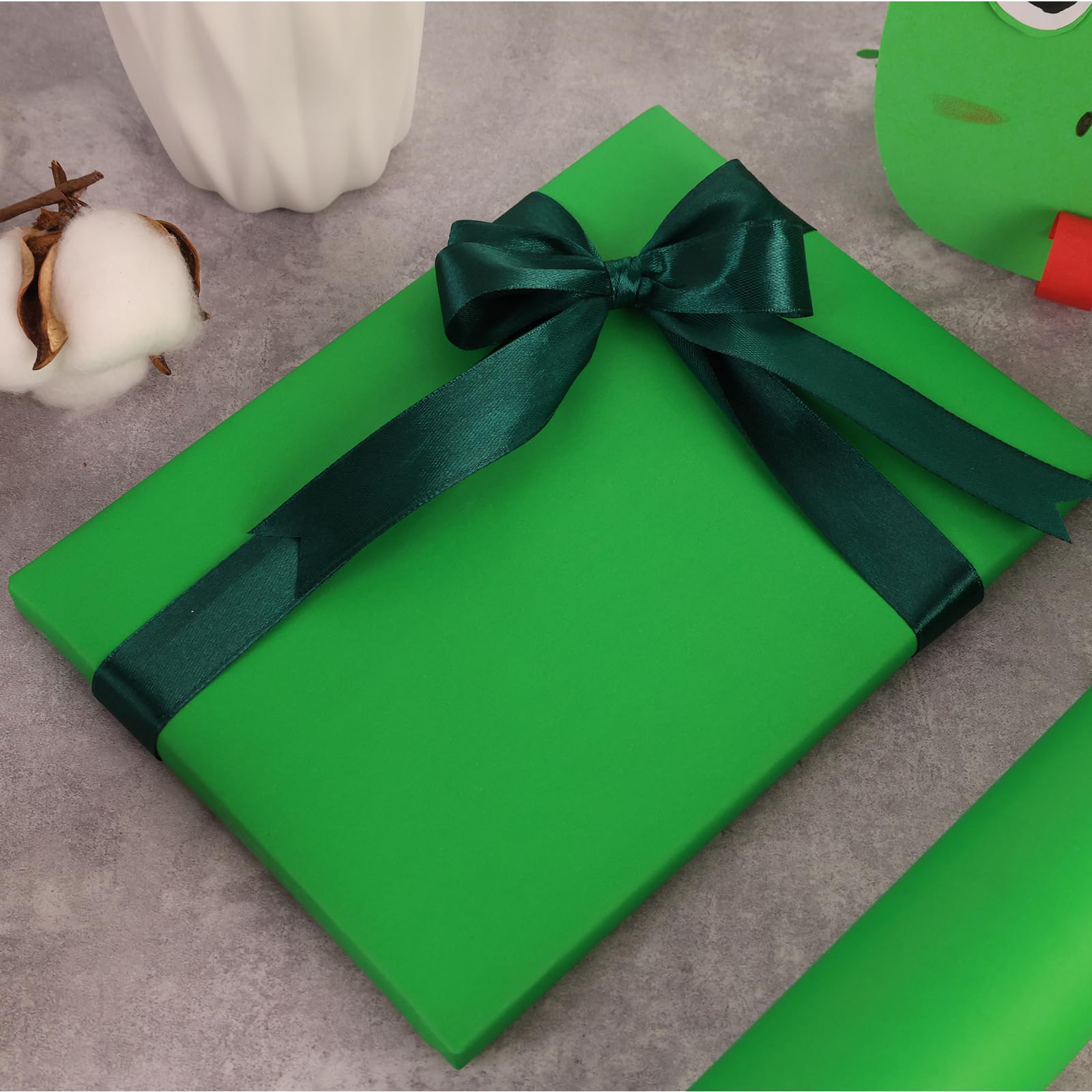 Koogel Dark Green Wrapping Paper Roll, 17.5InX32.8 Ft Solid Color Matte Paper for Packing Gift Wrapping Birthday Christmas Wedding Baby Shower
