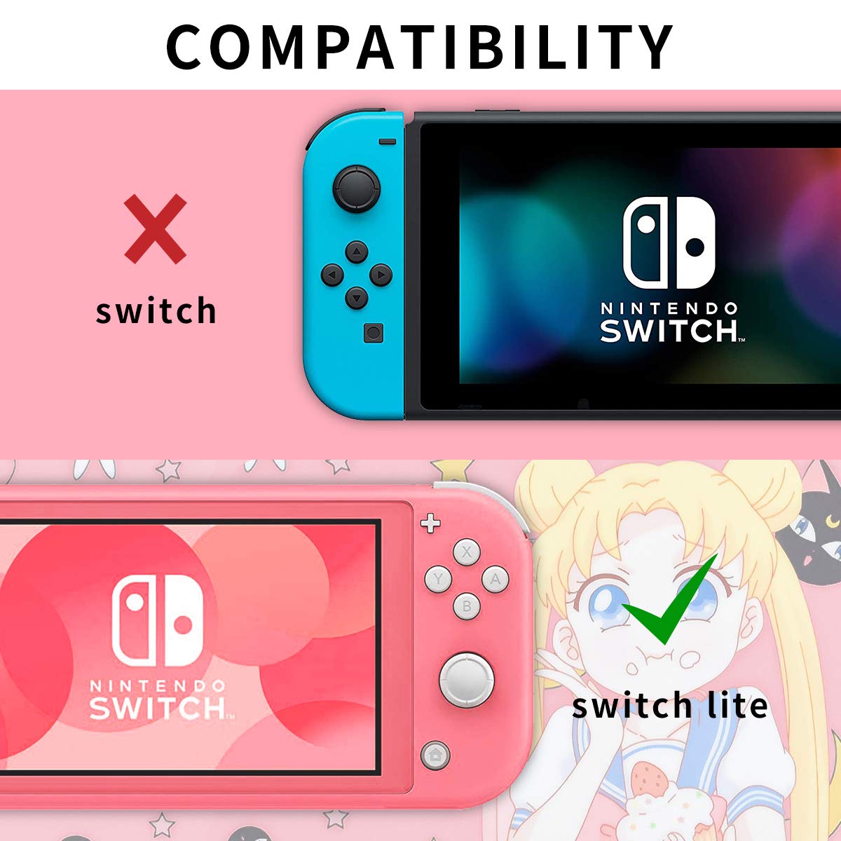 DLseego Switch Lite Skin Cute Girl Pattern Full Wrap Skin Protective Film Sticker Design for Nintendo Switch Lite-Pink