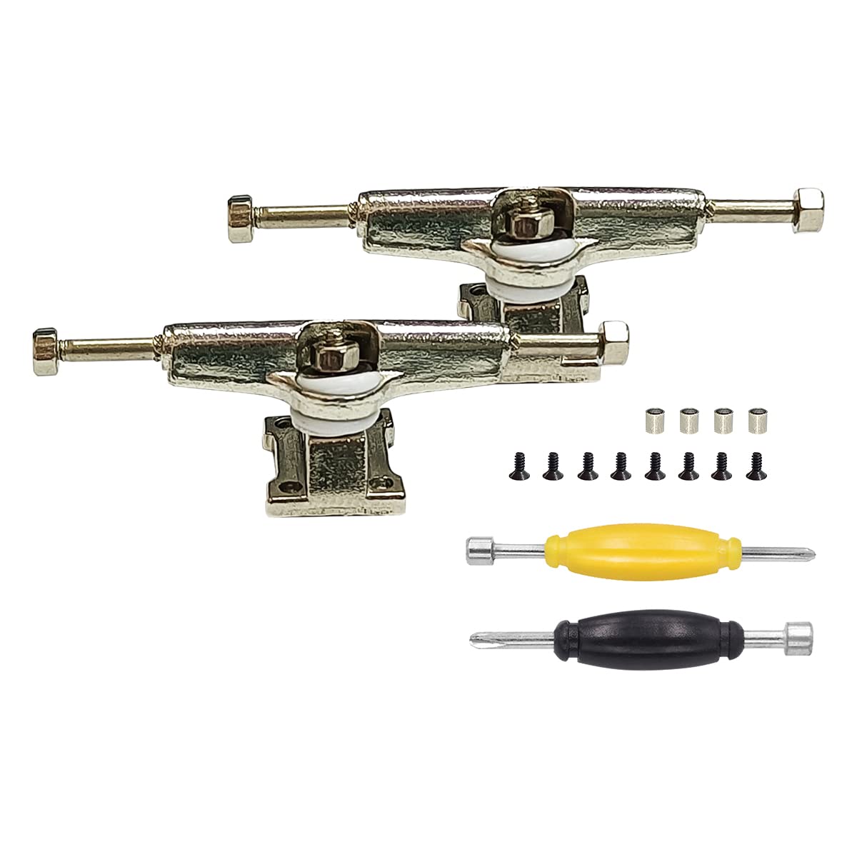 FIGURESLAB 16Pcs Mix Colorway Fingerboard Tucks with Nuts--34mm Wide & 48Pcs Mix Wheel& 32PCS Nuts &64Pcs Screws & 2PCS Spanner Tool
