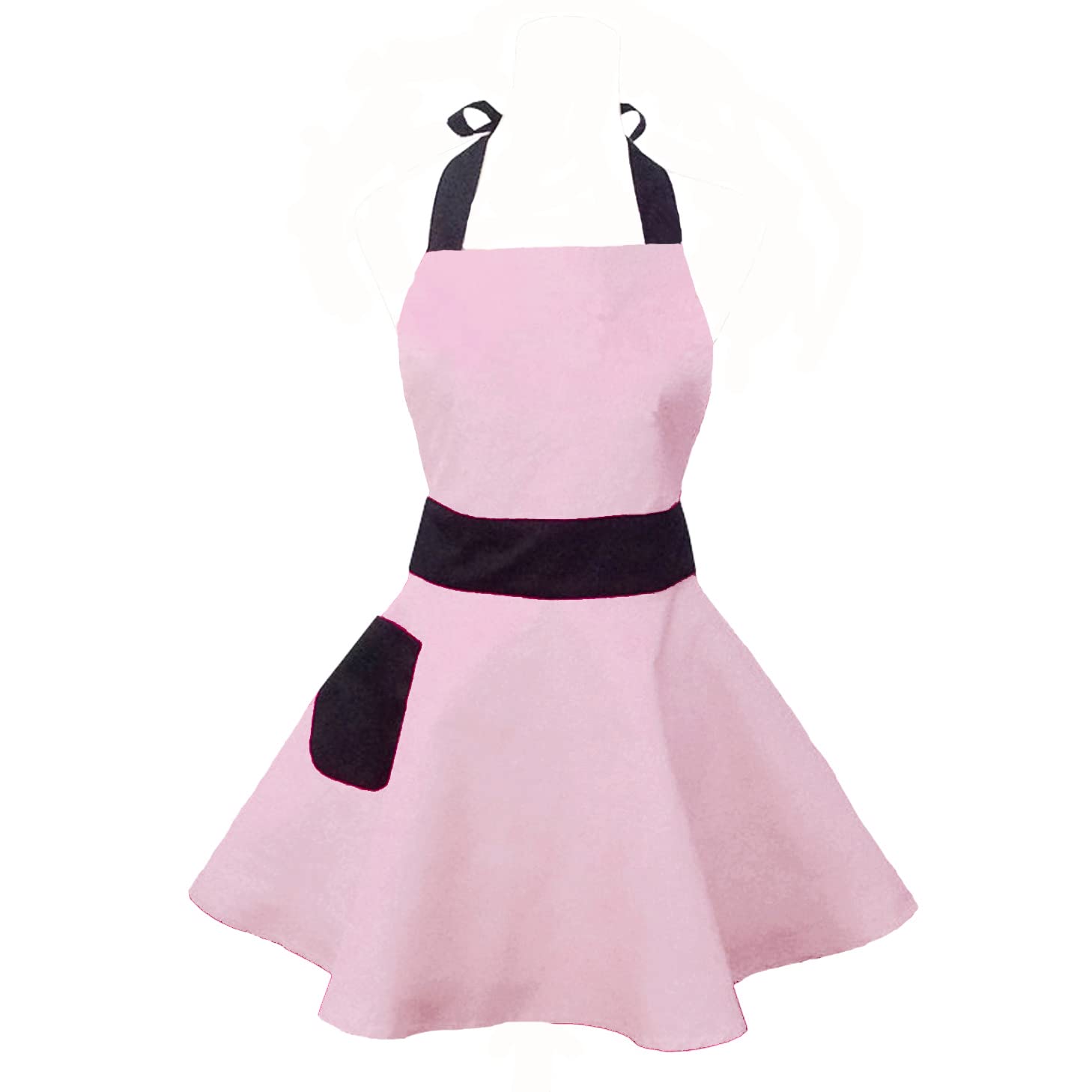 Hyzrz Lovely Cute Retro Aprons for Woman Girl Cotton Kitchen Cooking Salon Pinafore Vintage Apron Dress (Pink)