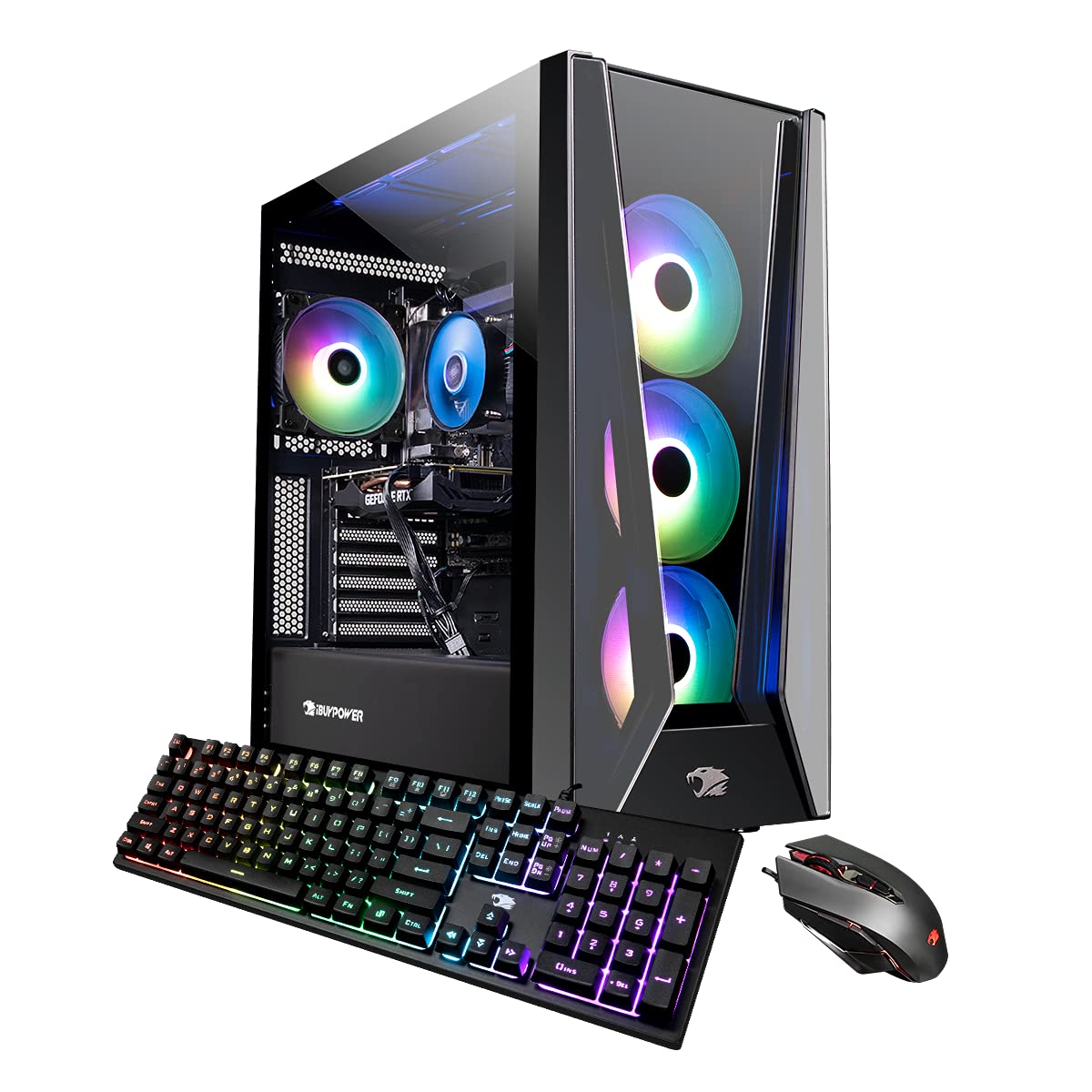 iBUYPOWER Pro Gaming PC Computer Desktop Trace 5 MR 178i (Intel i7-11700F 2.5GHz, NVIDIA GeForce RTX 2060 6GB, 16GB DDR4 RAM, 480GB SSD, 1TB HDD, WiFi Ready, Windows 10 Home) (Renewed), Black