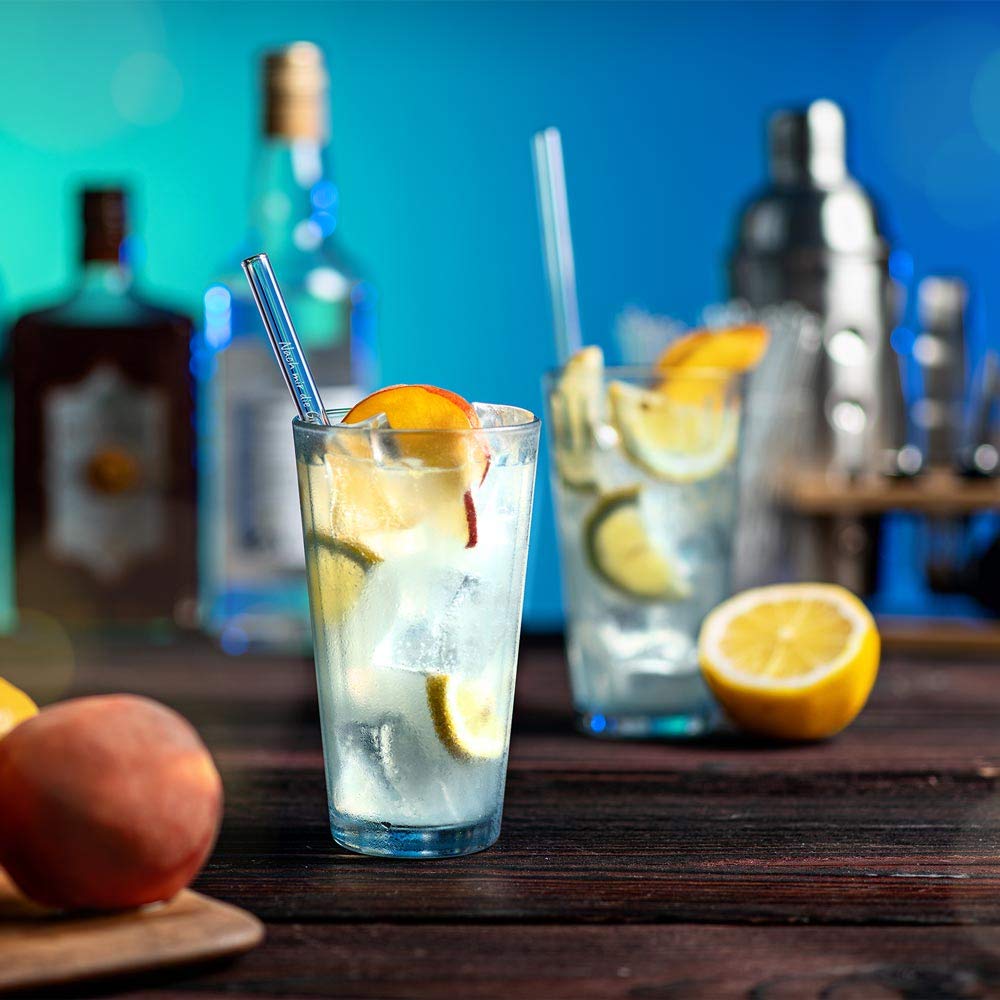 HALM Glass Straws - 20x 8 inch Drinking Straws with "Cheers" in 20 different languages The Toast Present - Prost, Salude - Made in Germany - Dishwasher Safe - Eco-Friendly