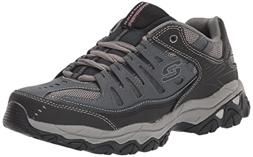 Skechers mens Afterburn Memory Foam Lace-up fashion sneakers, Navy, 10.5 X-Wide US