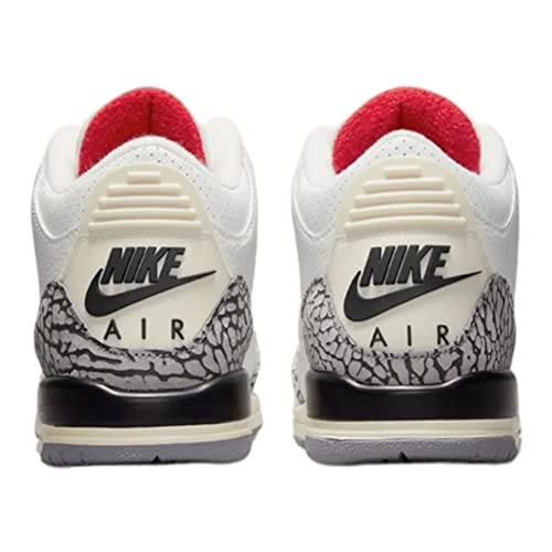 Nike Air Jordan 3 Retro White Cement Reimaged Big Kids 4.5Y, Summit White/Fire Red-black