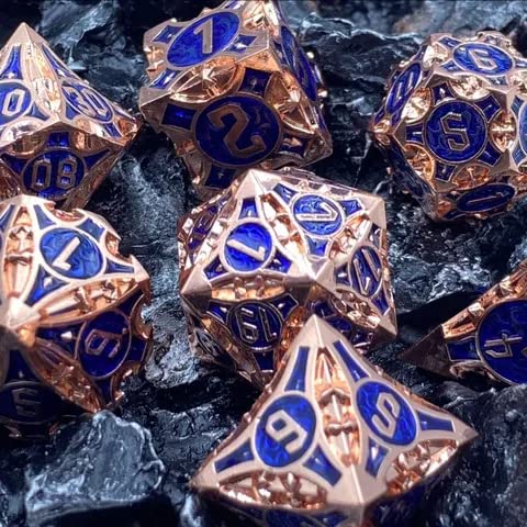Full 7-Dice Set Handmade Oversized Metal MECHODEX Heavy-Weight (Green)