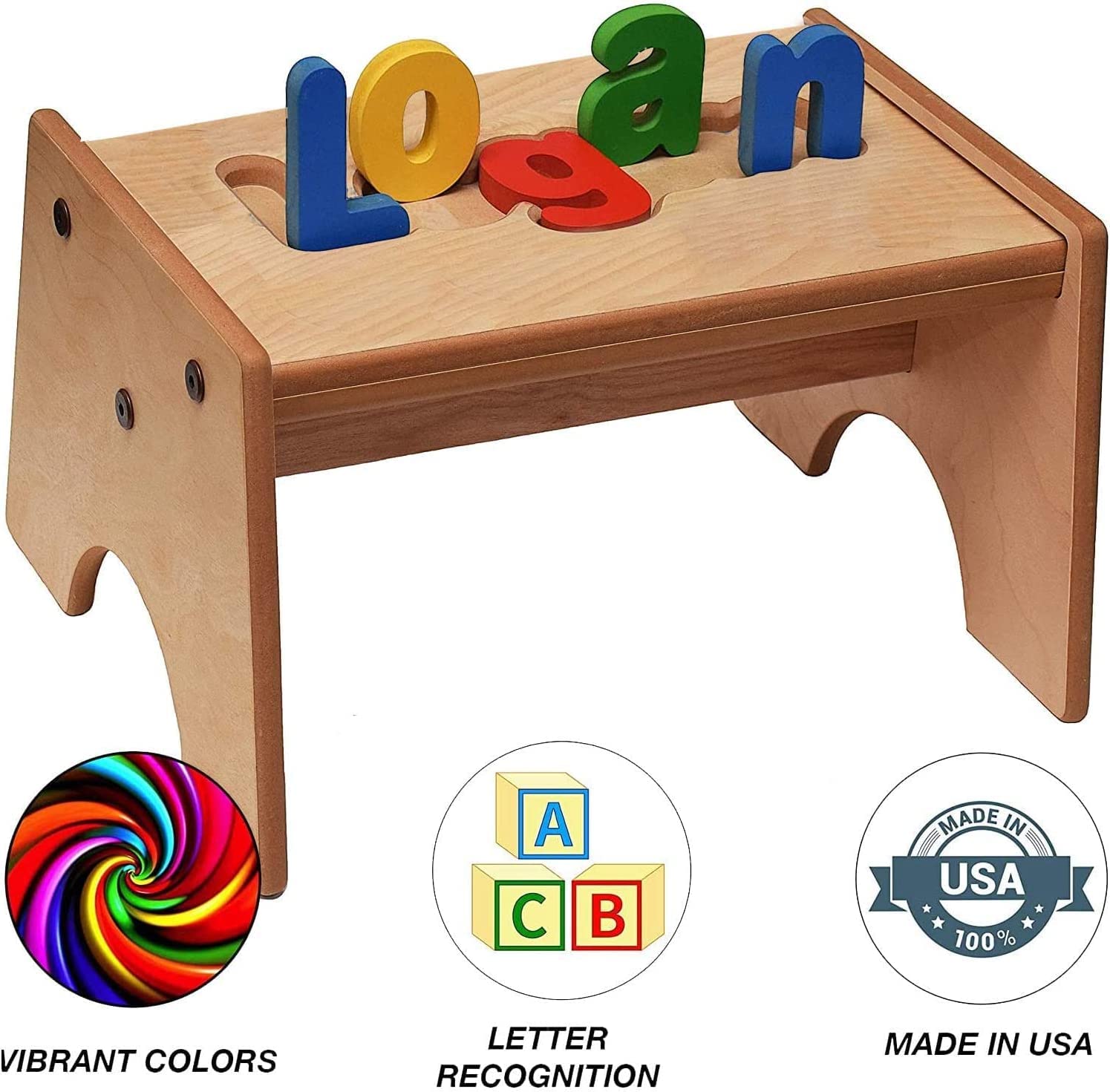 Personalized Puzzle Step Stool for Kids- Personalized Wooden Name Stool- Personalized Child Name Stool