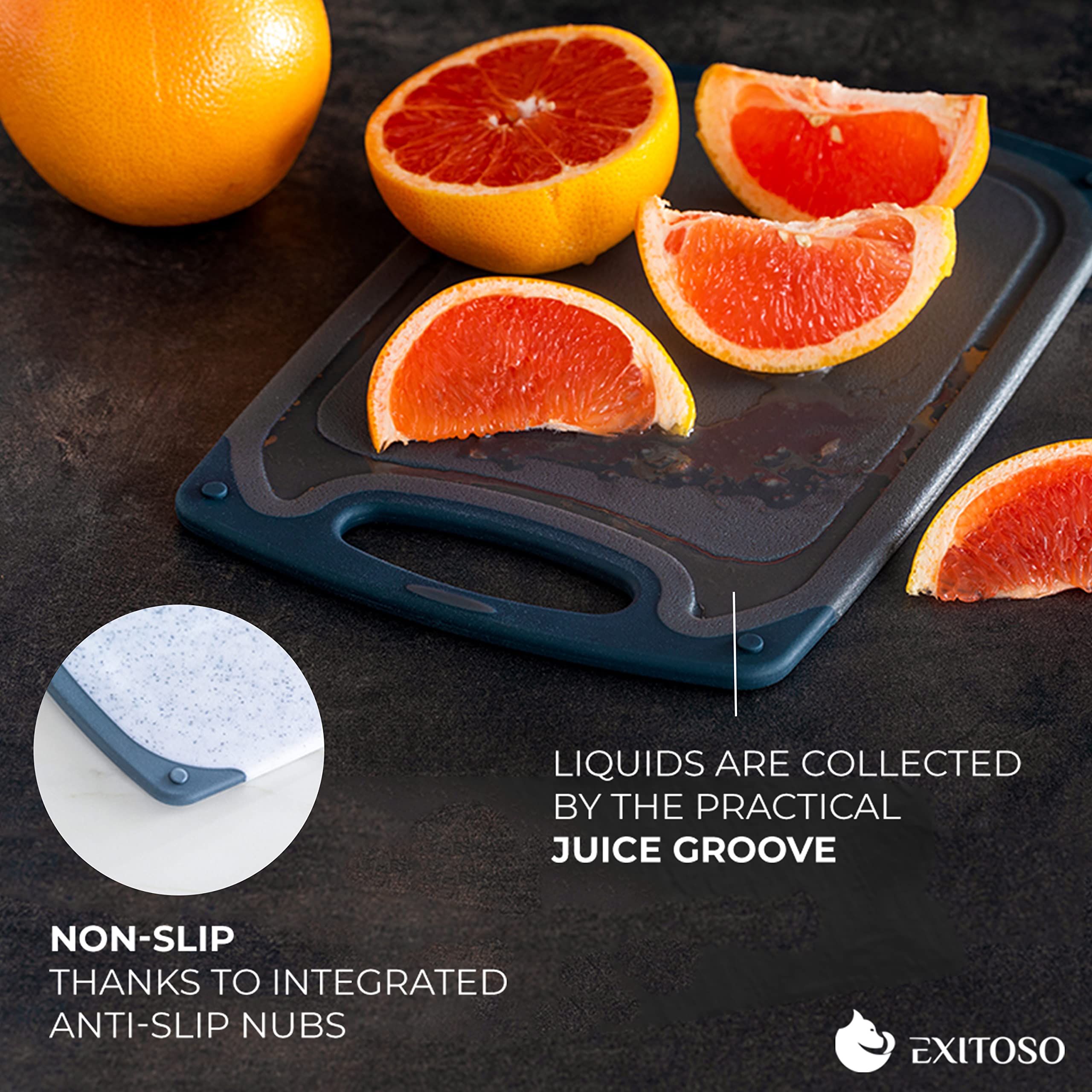 Exitoso Small Cutting Board Set of 6 - BPA Free Cutting Boards for Kitchen Dishwasher Safe - Non Slip Plastic Cutting Board with Juice Groove - Small Plastic Cutting Boards For Kitchen Essentials