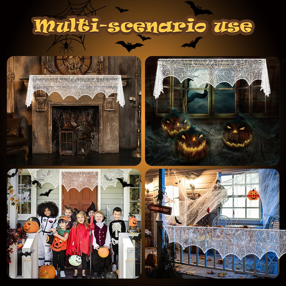 Halloween Decor Indoor White Halloween Fireplace Mantle Decorations Indoor Halloween Decorations White Lace Spiderweb Fireplace Covers Halloween Party Supplies Halloween Party Decorations