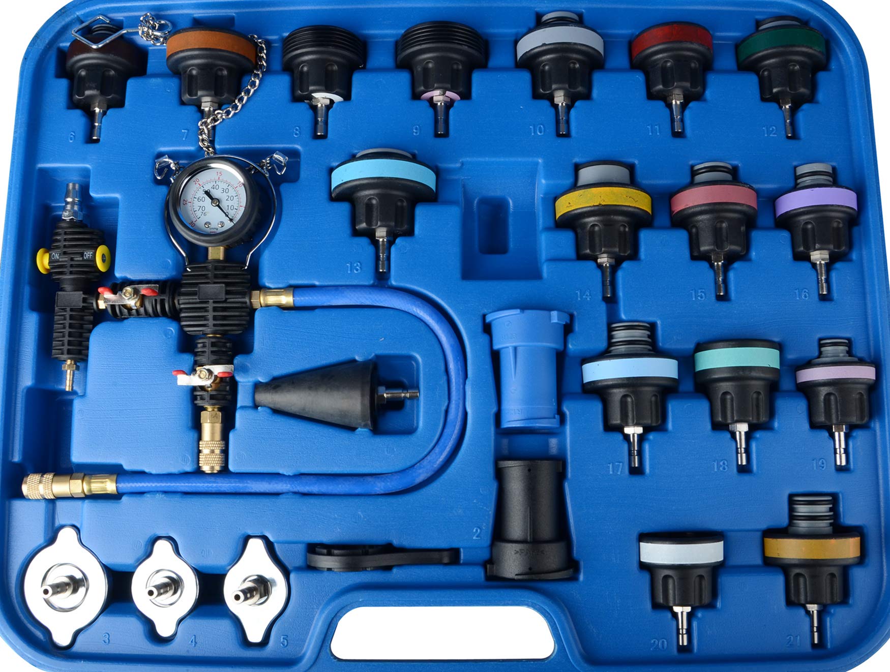 DAYUAN 28pcs Universal Radiator Pressure Tester Kit, coolant Pressure Tester kit coolant Vacuum Refill kit for Cooling System