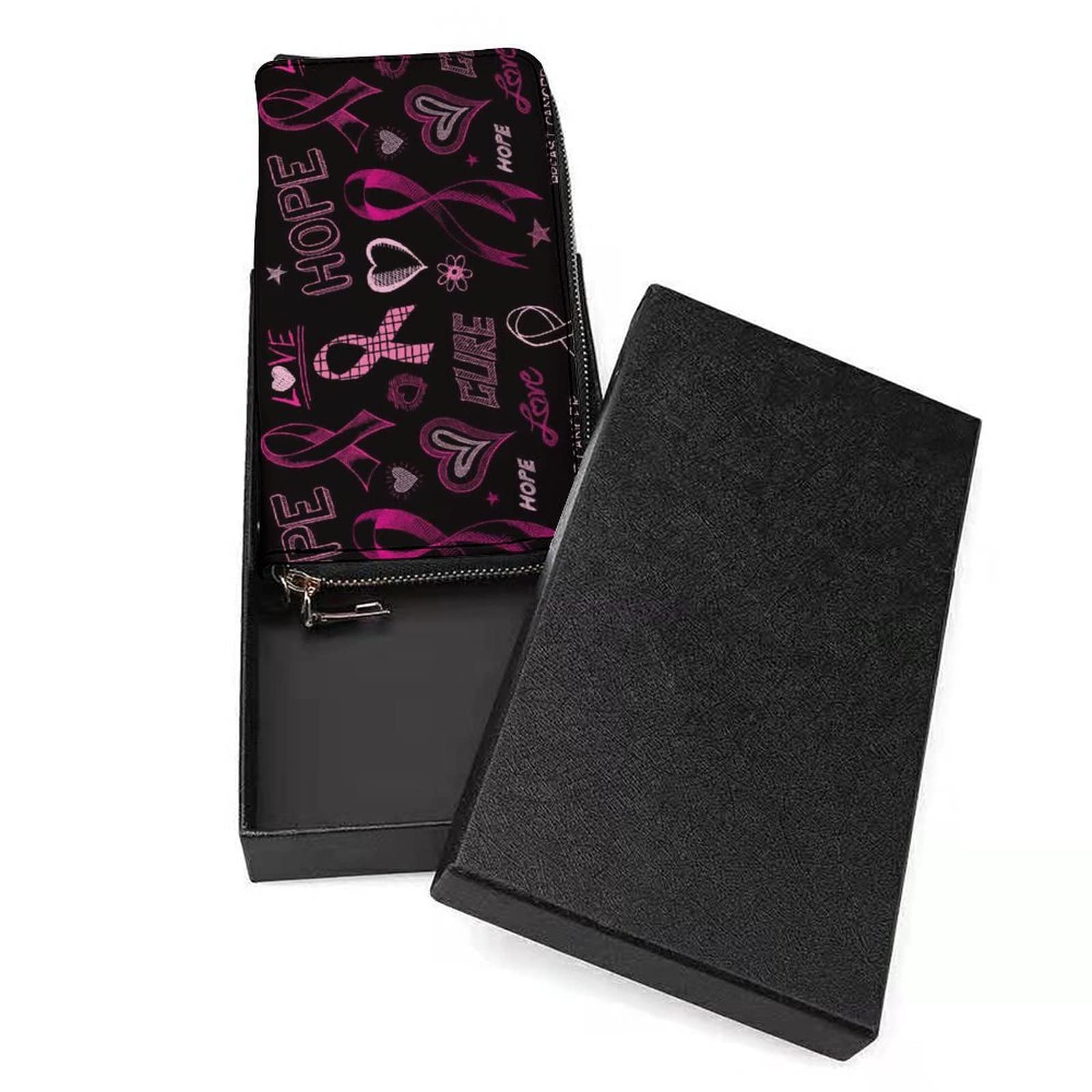 FunnyStar Breast Cancer Awareness Sketch Women's Long RFID Hand Wallet Wristlet Clutch Purse PU Leather Handbag with Wrist Strap