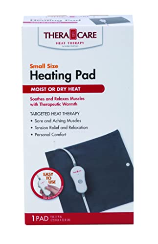 Thera|Care Small Size Heating Pad with Moist & Dry Heat | Wide-Range Heat Temperature Setting | 9” x 9”, Gray, (24-810)