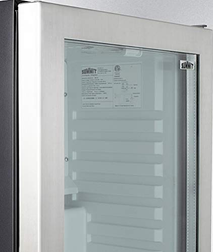 Summit Appliance MB13GST Compact Minibar with Glass Door, Seamless Stainless Steel Trim, Digital Controls, Automatic Defrost, Interior LED Light, Front Lock and Black Cabinet
