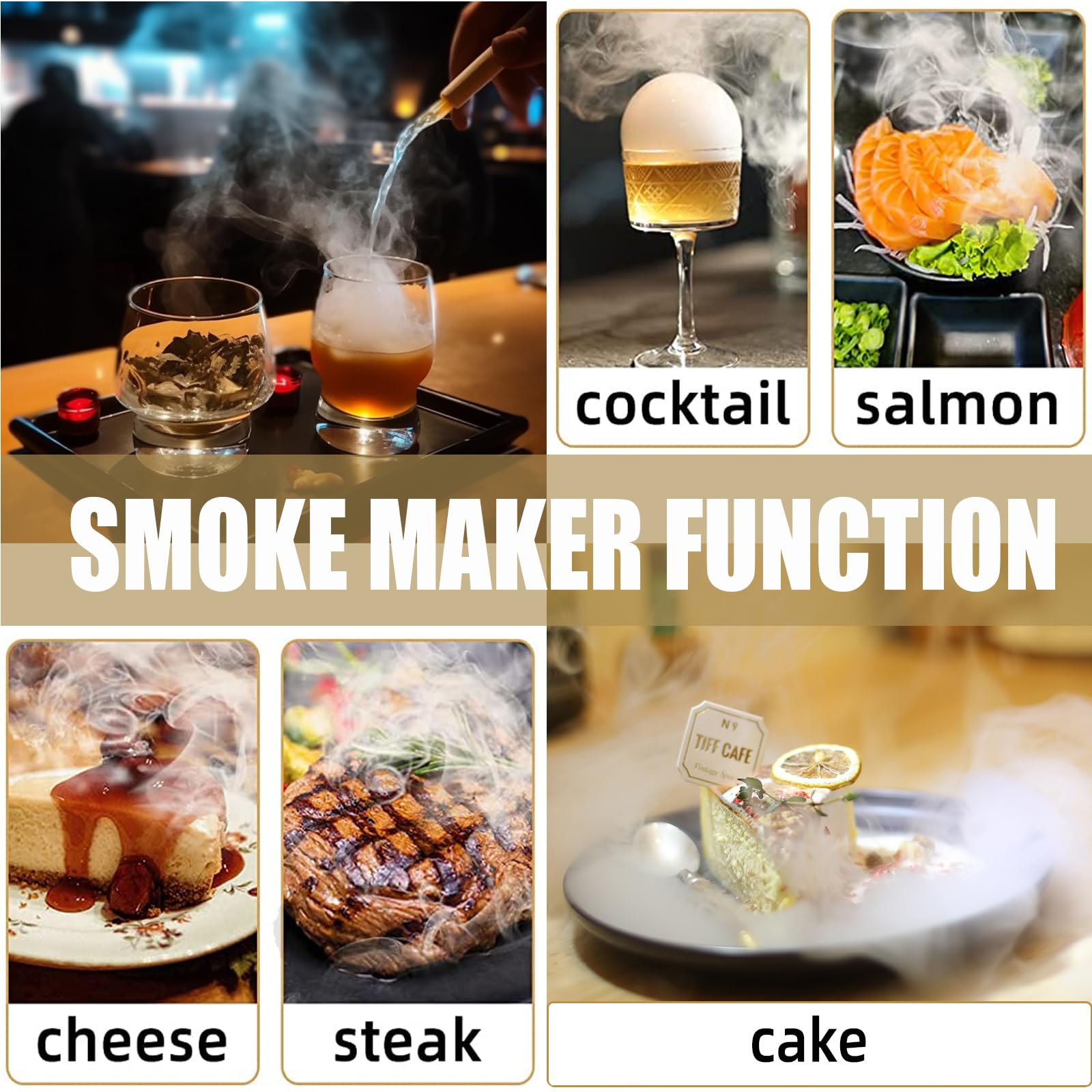 ExploNova Cocktail Smoke Gun, Vapour Blaster Cocktail Bubble Smoke Gun with 5-Flavour Aroma Liquid and Edible Bubble for Food and Drink,Whiskey,Bourbon,Rum, Bar/Home Use, Gift for Father/Husband
