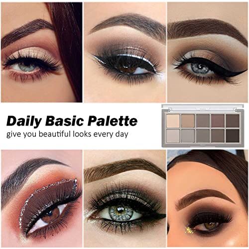 Eyeshadow Palette, 10 Colors Nude Eyeshadow Palette Smooth Matte Eye Makeup Palette,High Pigmented, Naturing-Looking, Ultra-Blendable,Long Lasting High Pigment Nude Matte Eyeshadow with 6 Eyeshadow Brush (04#)
