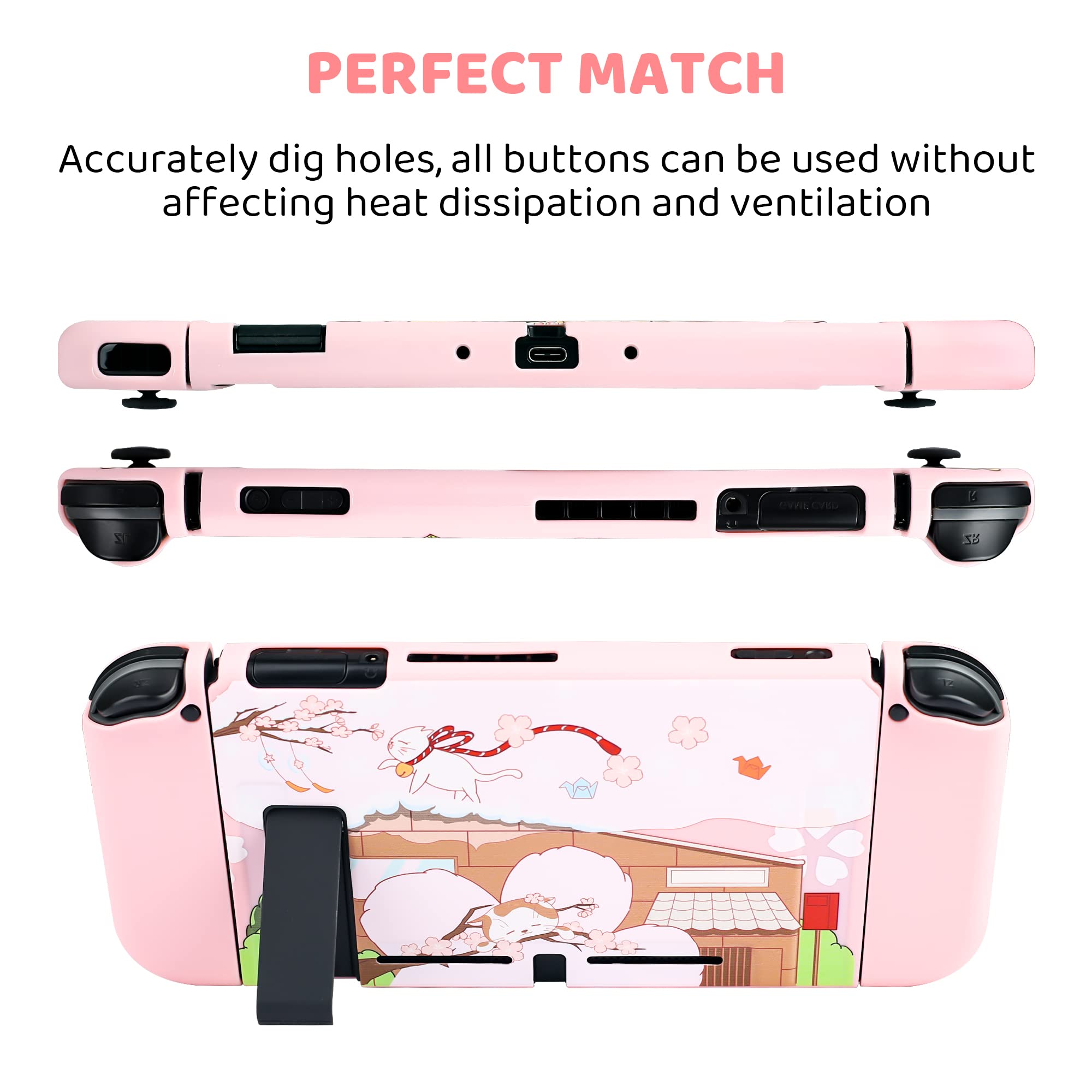 FANPL Pink Cute Case for Nintendo Switch, Soft TPU Protective Case Compatible with Switch Console and Joy Con Controller, Kawaii Switch Skin Accessories for Girls - Sakura Cat Pattern
