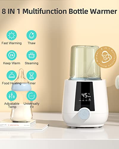 Tizwis Baby Bottle Warmer for Breastmilk or Formula, Fast Baby Milk Warmer with Timer, Smart Temperature Control, Multifunctional Bottle Warmers with Defrost, Thaw, Keep, Heat Baby Food Jars Function