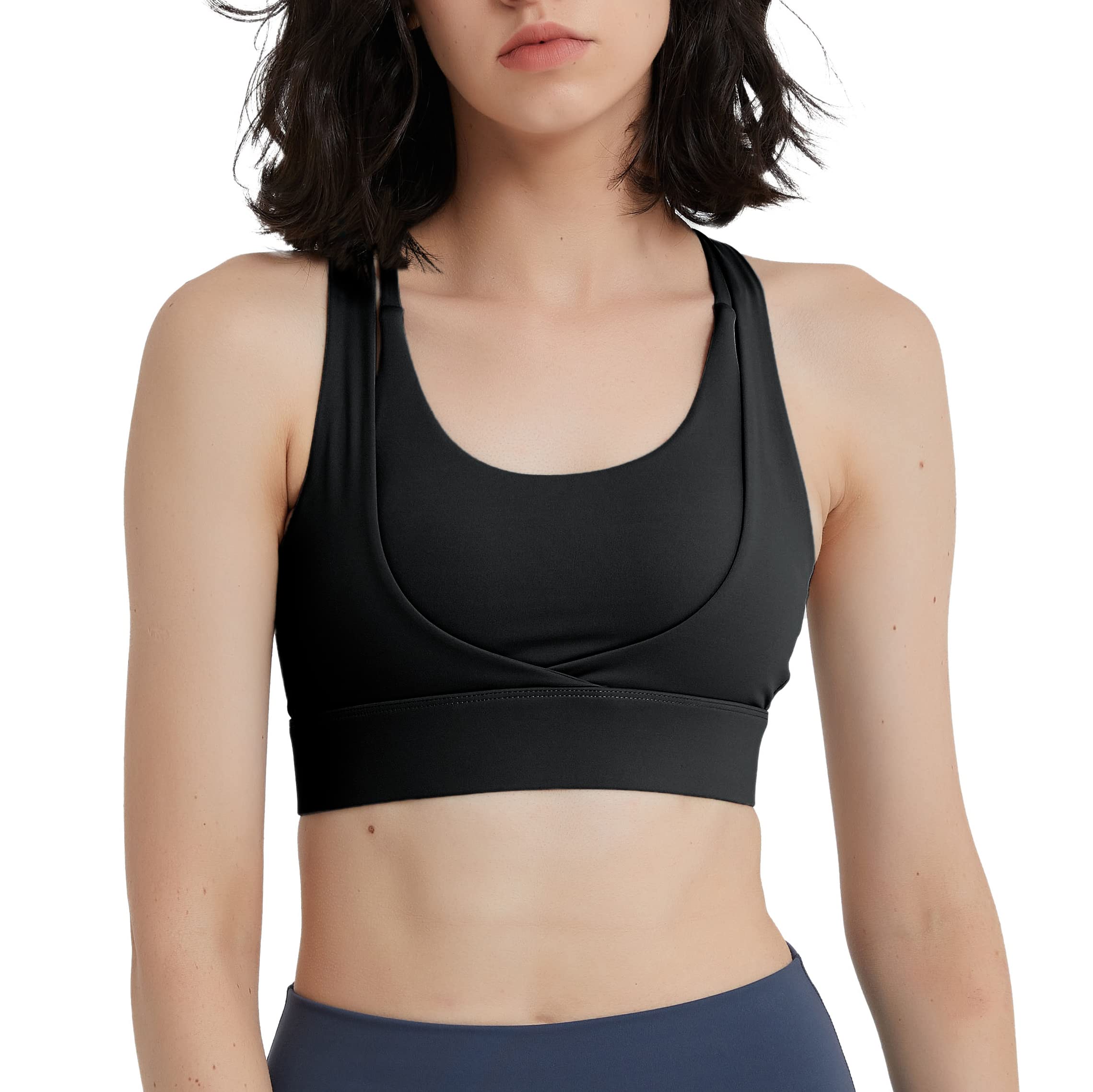 Flexyfree High Impact Sports Bra for Women, Full Coverage High Support Bra with Removable Pads and Adjustable Straps Black