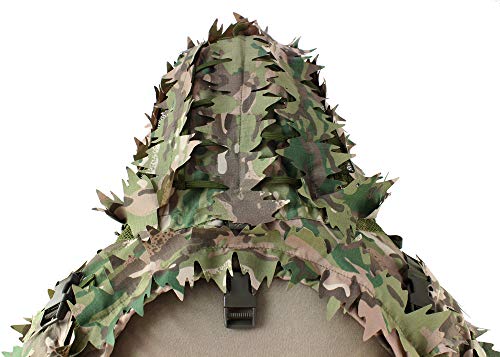 ROCOTACTICAL Sniper Ghillie Viper Hood with 3D Laser-Cut Leaves, Tactical Ghillie Suit Foundation for Wargame, Hunting, Airsoft, Sniper Coat, CP Multicam
