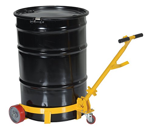 Vestil LO-DC-PU Lo-Profile Drum Caddie with Bung Wrench Handle and Poly-on-steel Wheel, Steel, 21-5/8" Length, 31-5/8" Width, 37-5/8" Height, 1200 Capacity , Yellow