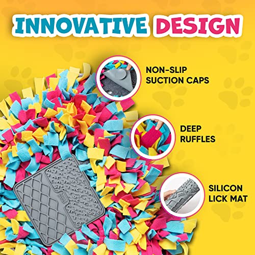 HOUNDGAMES Snuffle Mat for Small Dogs, Pet Foraging mat for Smell Training and Slow Eating, with Lick Pad, Slow Feeder, Sniffer, Foraging, Silicone, Pets, Puzzle