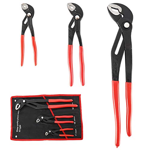 HighFree 3PCS Water Pump Pliers Set 7Inch, 10Inch, 16Inch Channel Lock Pliers Quick Adjustment by Pressing and Sliding Grips Any Shaped Object