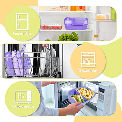 MKAVOE Bento Box Adult Lunch Box, 3-in-One Stackable Bento Lunch Box for Kids/Adults, 8 Compartments & Utensil Set Lunch Box Kids, Leak-Proof Bento Boxes for Work, Picnic, School