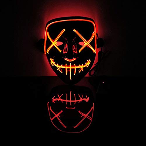Digcreat Halloween Glowing Mask, LED Light up Masks for Gifts, Festival, Halloween Party(Red)