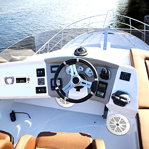 Pyle Marine Receiver & Speaker Kit - In-Dash LCD Digital Stereo Built-in Bluetooth & Microphone w/ AM FM Radio System 5.25ββ Waterproof Speakers (2) MP3/USB/SD Readers & Remote Control - PLMRKT36WT