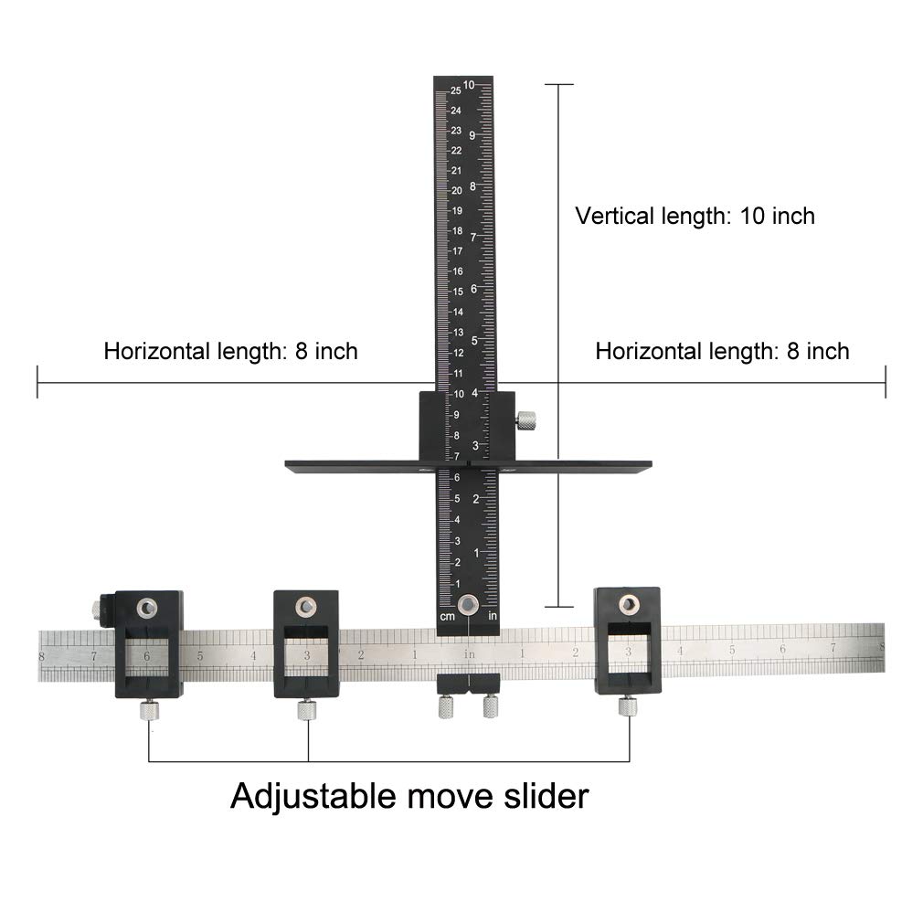 HODRME Cabinet Drawer Drilling Template Jig-Door Handles and Knobs Hardware Punch Locator for Easy Installation-Professional Measuring Woodworking Tool (Aluminum+Stainless Steel+ABS)