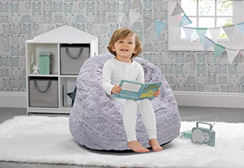 Delta Children Cozee Fluffy Chair, Toddler Size (for Kids Up to 6 Years Old), Grey