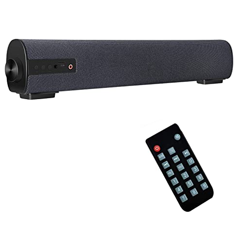 Sound Bars for TV/PC, 16.9" Outdoor/Indoor Mini Soundbar with Wired & Wireless Bluetooth 5 Speaker, 2 X 5 W Sound Bar with Subwoofer for Small Room, Coax/AUX/RCA/TF Card and Remote Control (Updated)