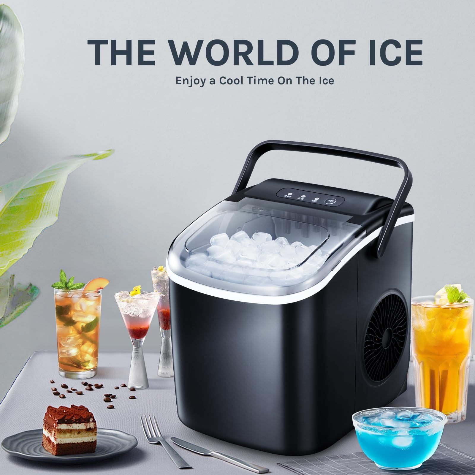 Kismile Ice Makers Countertop with Carry Handle,26Lbs/Day,9 Bullet Ice Ready in a 7 Mins Round,Auto-Cleaning Ice Maker with Ice Basket and Ice Scoop,Portable Ice Maker for Home,Office,Kitchen (Black)