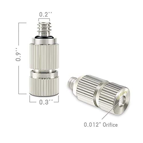 High Pressure Misting Nozzles,Cooling System Brass Nozzles for Outdoor Gardening Patio Atomizing Mist Sprayer UNC 10/24 Fogging Spray Head 0.012" Orifice 20 Pcs Silver Tone