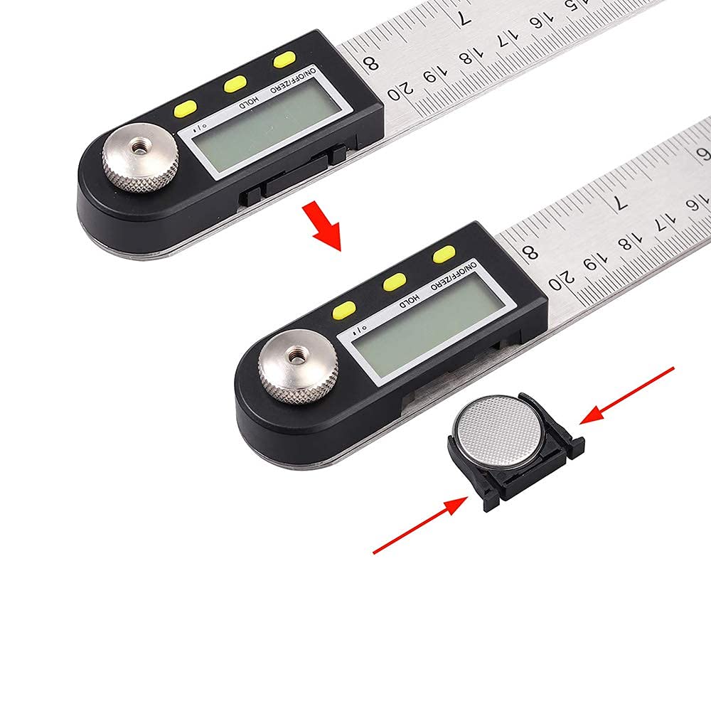 DuvinDD Digital Angle Finder Ruler, 2-in-1 360°Angle Measuring Tool 8 inch/200mm Digital Protractor with Zeroing and Locking Functions for Woodworking, Stainless Steel Angle Ruler