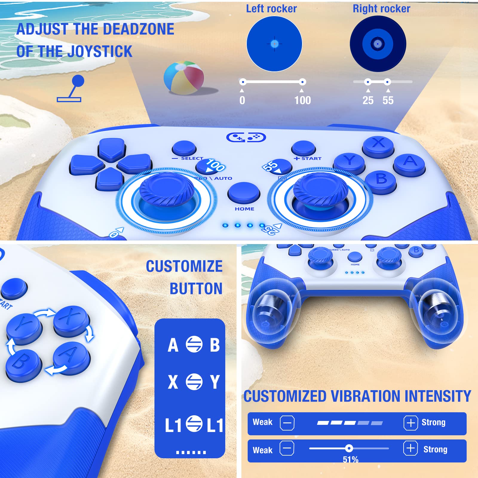 Gammeefy Switch Pro Controller, Wireless Switch Controller for Switch/OLED/Lite, Switch Remote Compatible with iOS/Android/PC Supports App with Programmable, Turbo, Wake Up Function