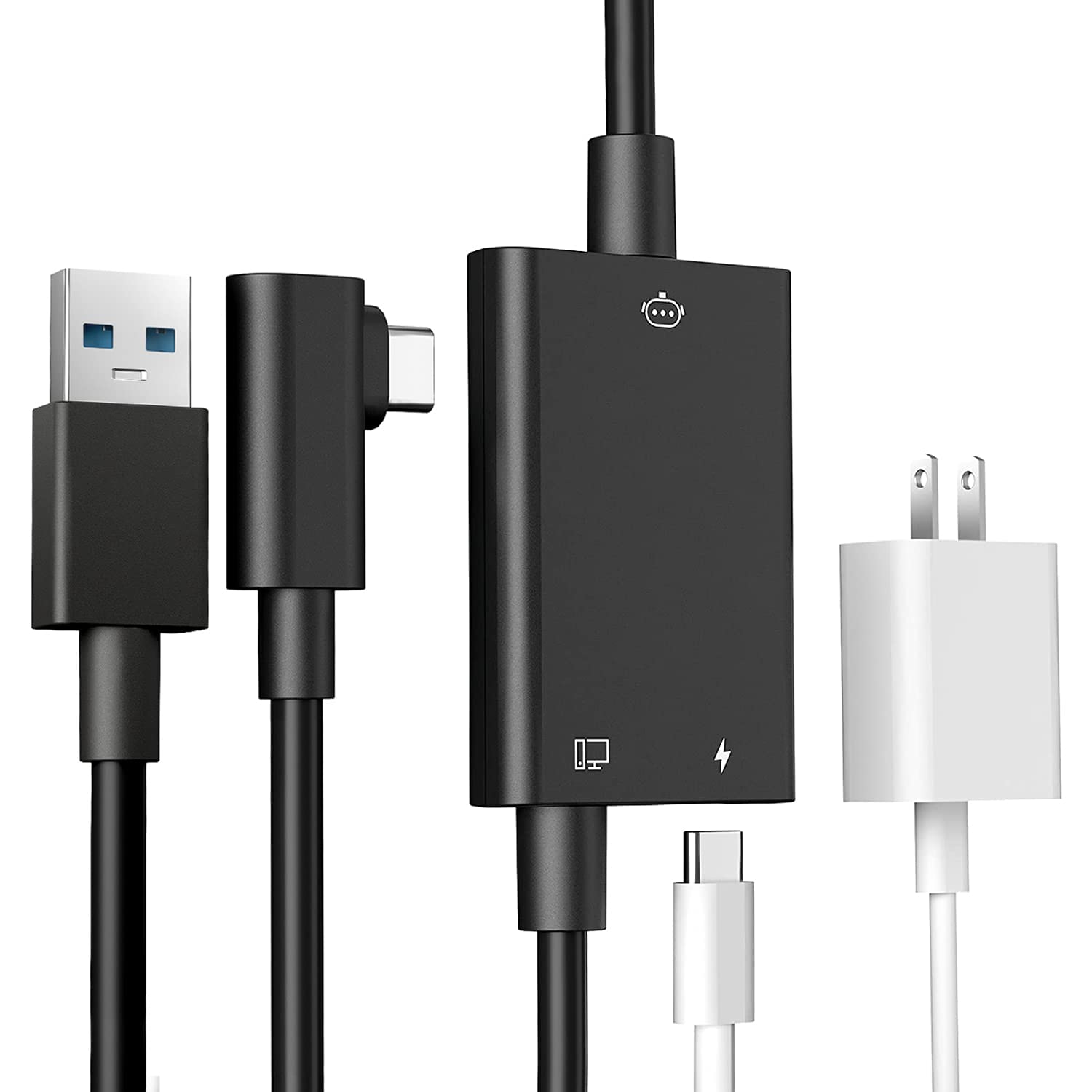 Gamulus 16FT Link Cable for Oculus Quest 2 with Extra Charging Port,Fast Charging and High Speed Data Transfer, USB-A 3.0 to USB-C Cable for VR Headset and Gaming PC